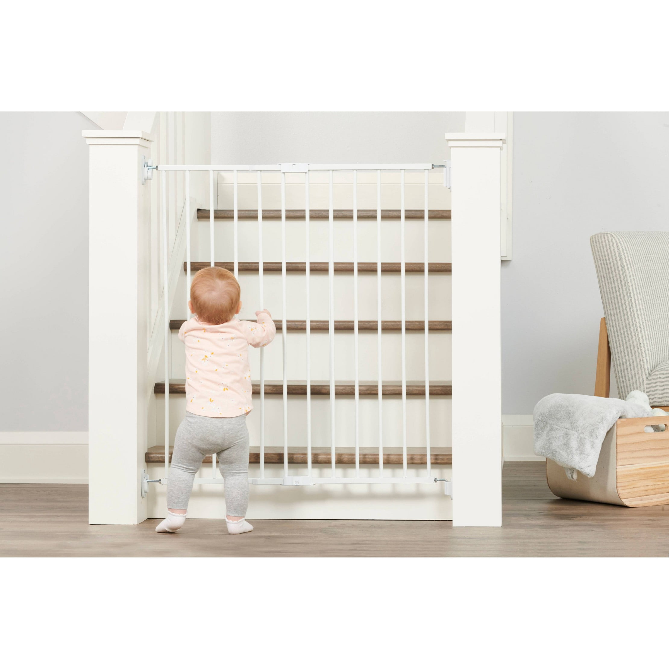 Extra Tall Top Of Stairs Metal Safety Gate - White - Walmart.com
