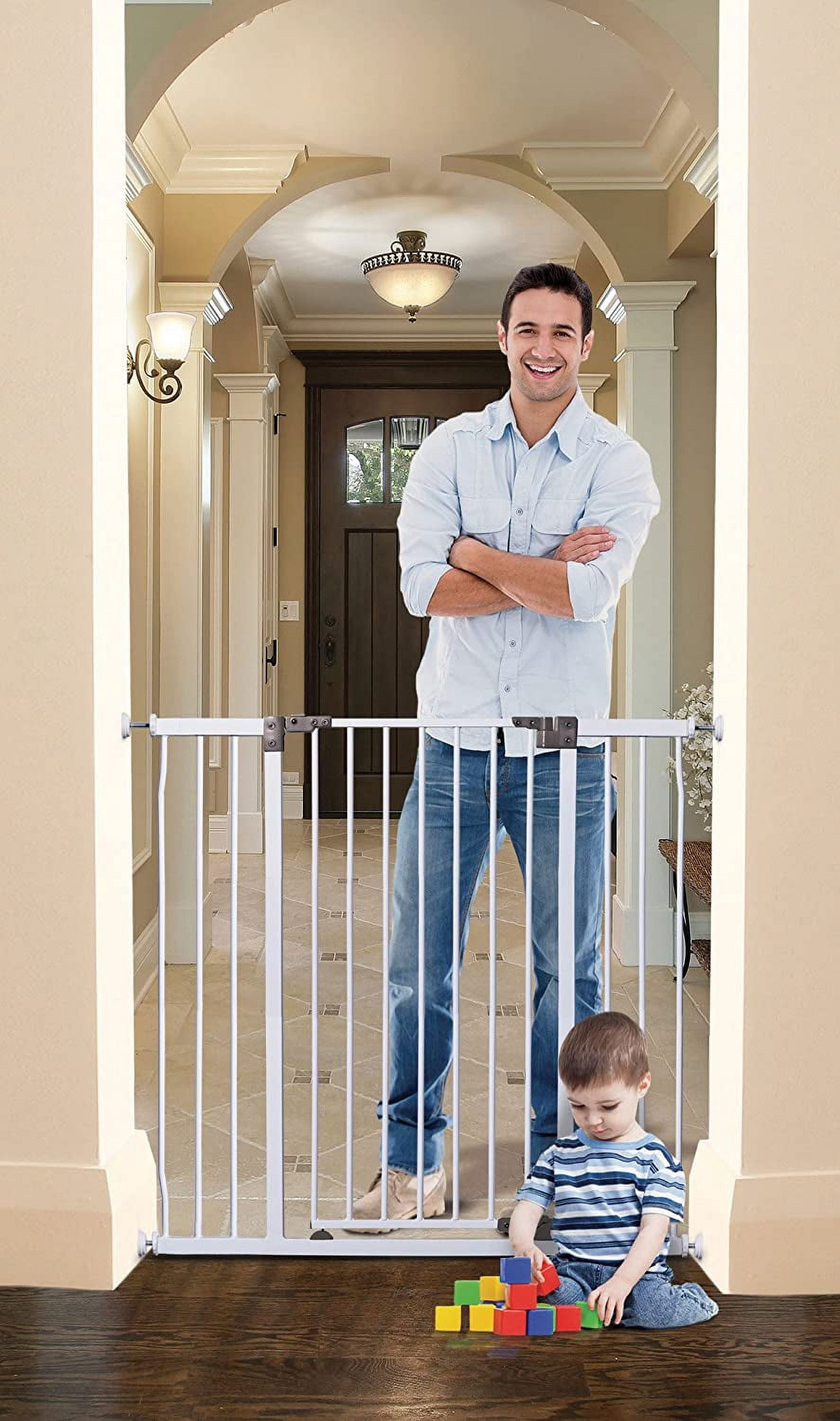 Extra Tall and Wide Security Gate with Stay Open Feature, White ...