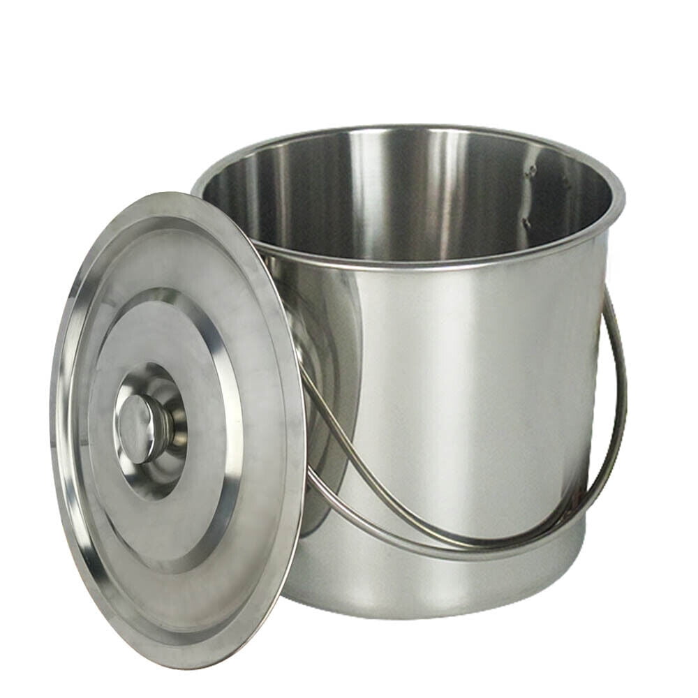 Extra Thick 12/20L Stainless Steel Barrel Bucket Kitchen Food Water ...