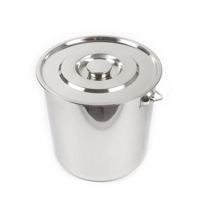 Extra Thick 12/20L Stainless Steel Barrel Bucket Kitchen Food Water ...