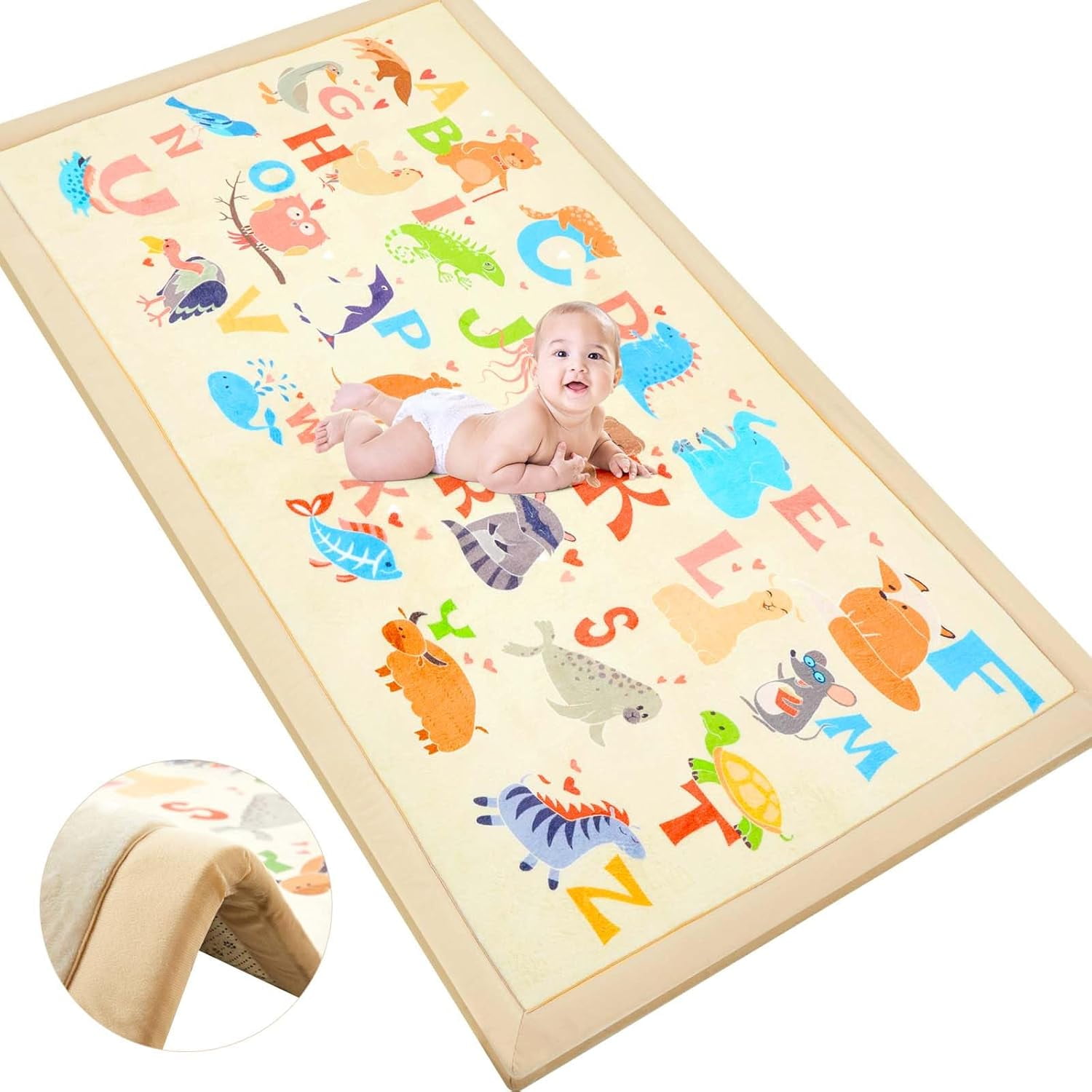 Extra Thick Baby Play Mat 79 x 47 Inch Animal Alphabet Baby Crawling ...