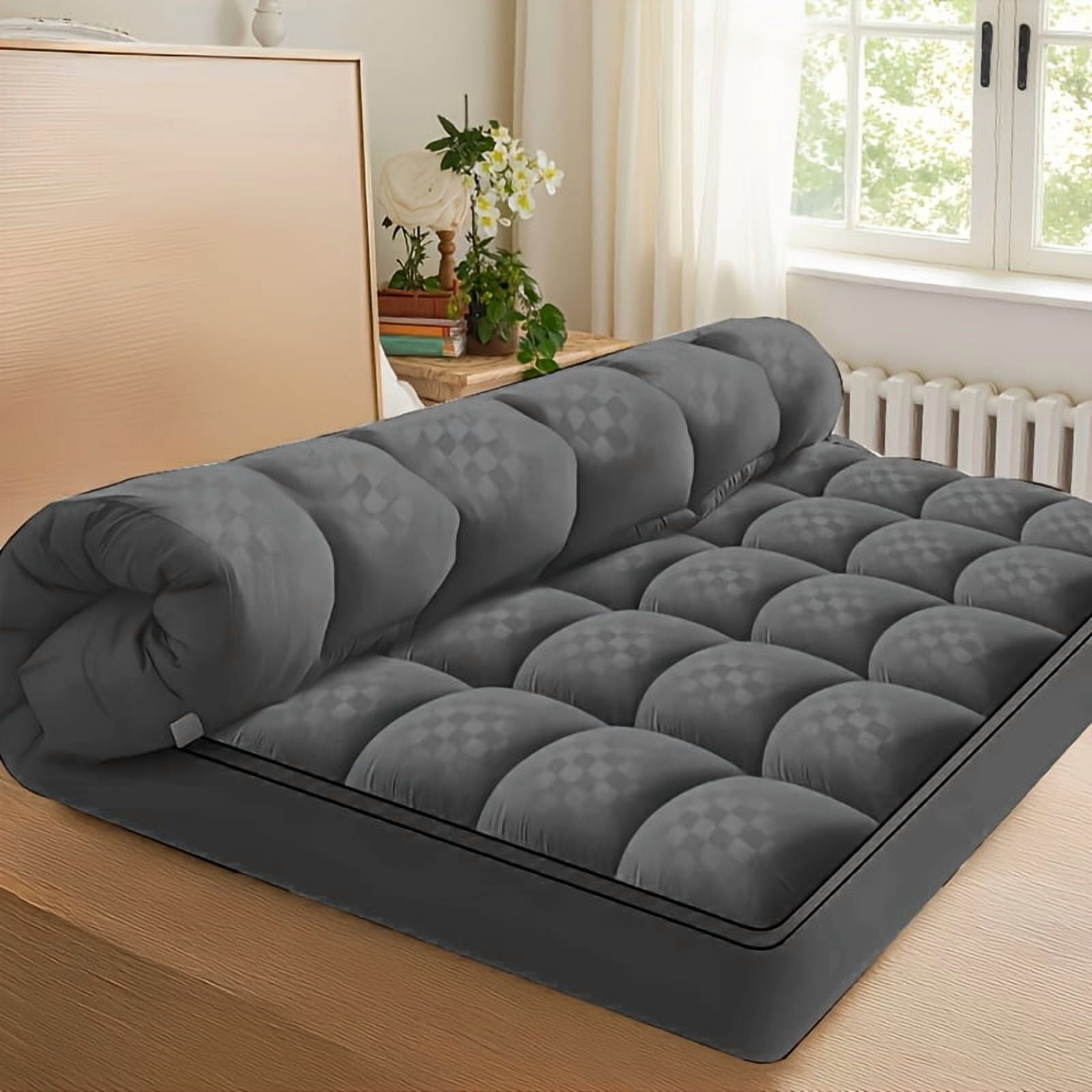 Extra Thick Cooling Mattress Topper, Overfilled Down Alternative Pillow ...