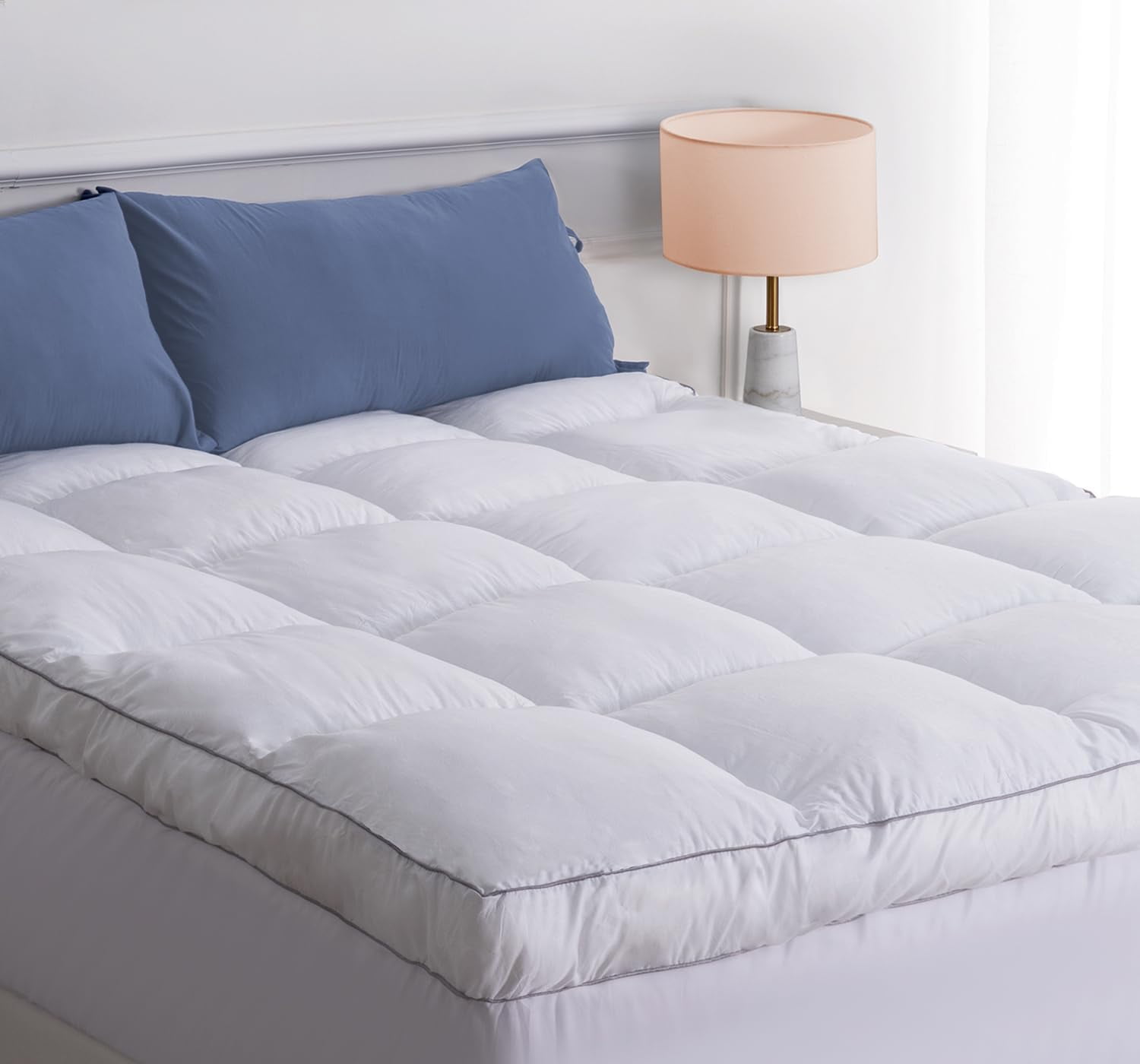 Extra Thick Cooling Plush Pillow Top Mattress Bed Topper, Fluffy Soft ...