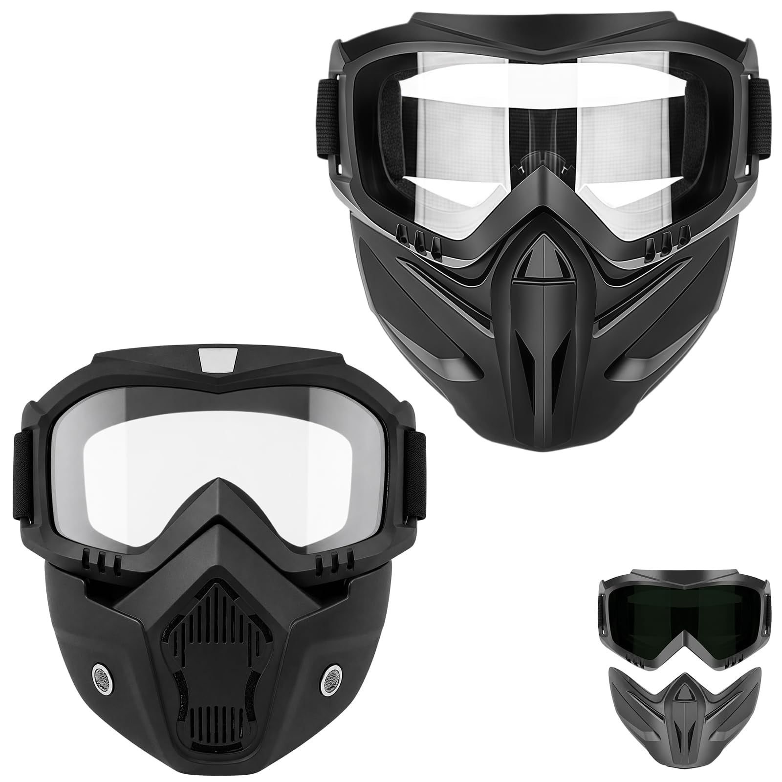 Extra Thick Detachable Full Face Goggle Mask, Anti-Dust, Anti-Fog HD ...