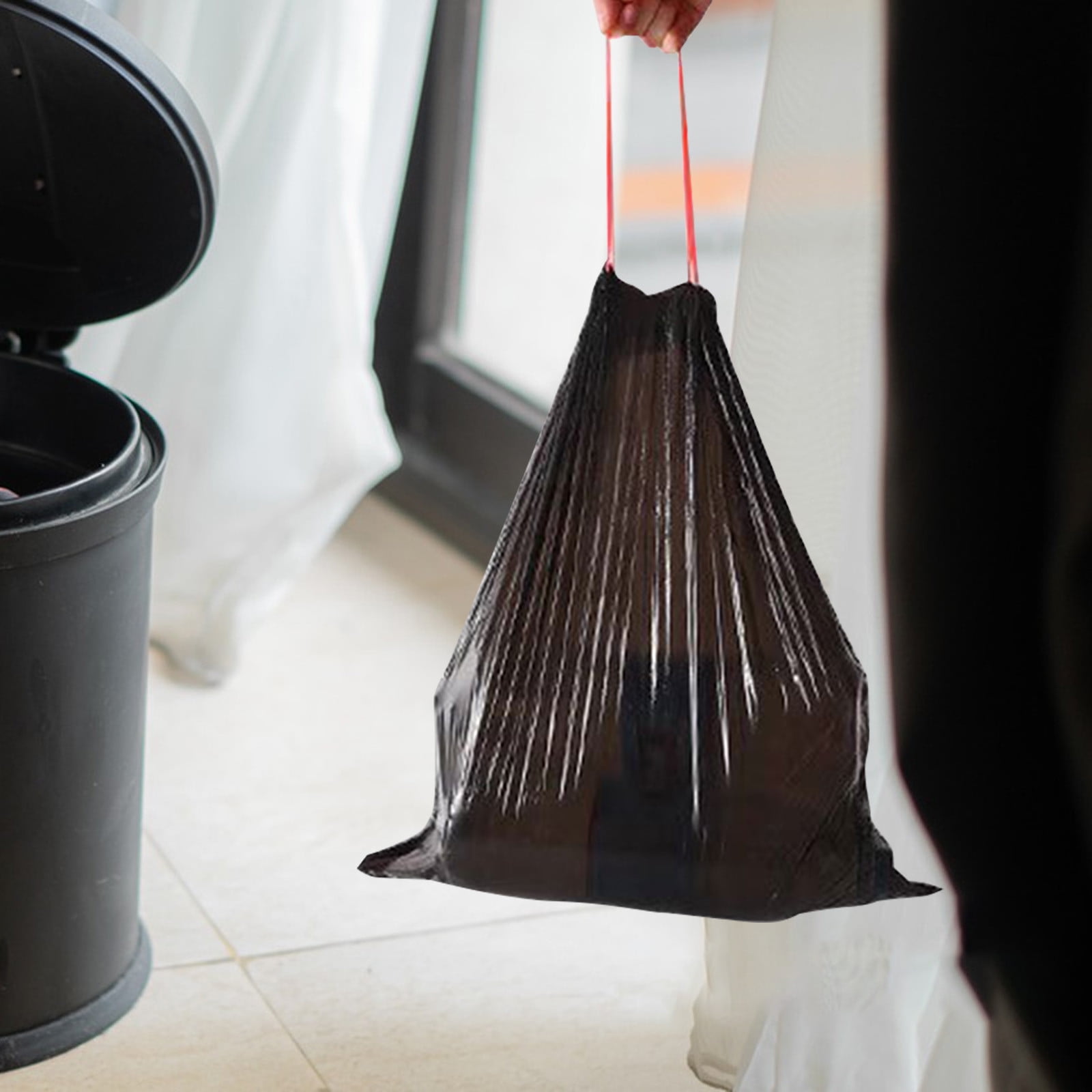 Extra Thick Drawstring Trash Bag | Leak-Proof Heavy-Duty Plastic Waste Liners | Multi-Purpose ...