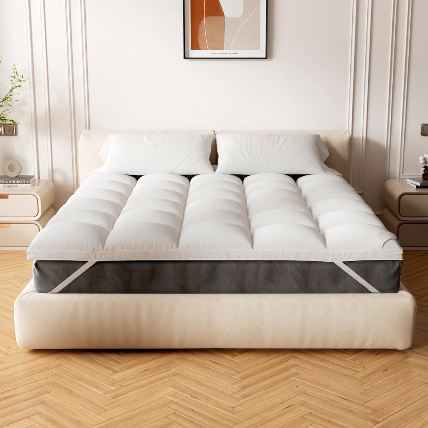 Extra Thick Fitted Mattress Topper - Full XL Size for College Dorm ...