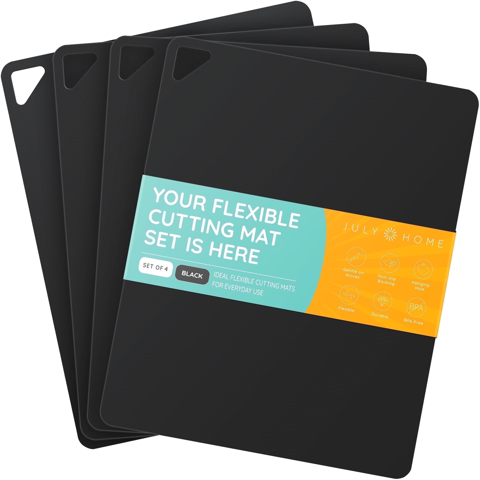July Home Extra Thick Flexible Cutting Boards, Color-Coded Plastic Mats ...