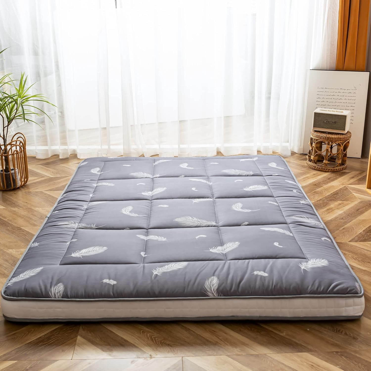 Extra Thick Futon Floor Mattress, Folding Roll Up Padded Mattress ...