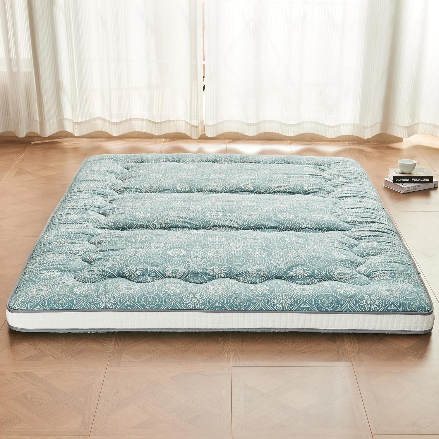 Extra Thick Japanese Floor Futon Mattress Folding Roll Up Bed Topper ...