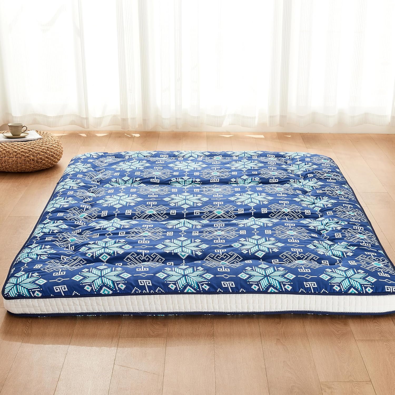 Extra Thick Japanese Floor Futon Mattress Folding Roll Up Bed Topper ...