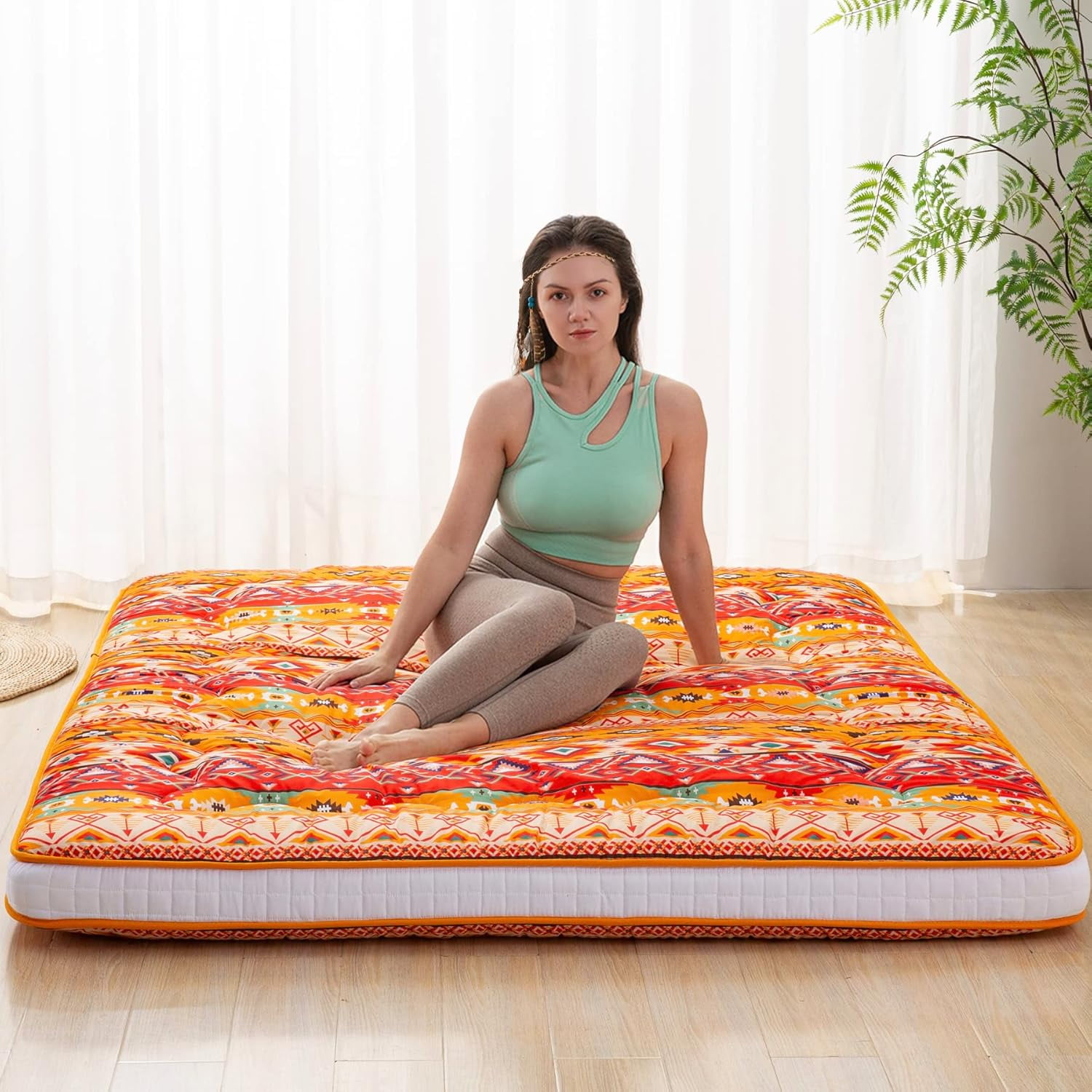 Extra Thick Japanese Floor Futon Mattress Folding Roll Up Bed Topper ...