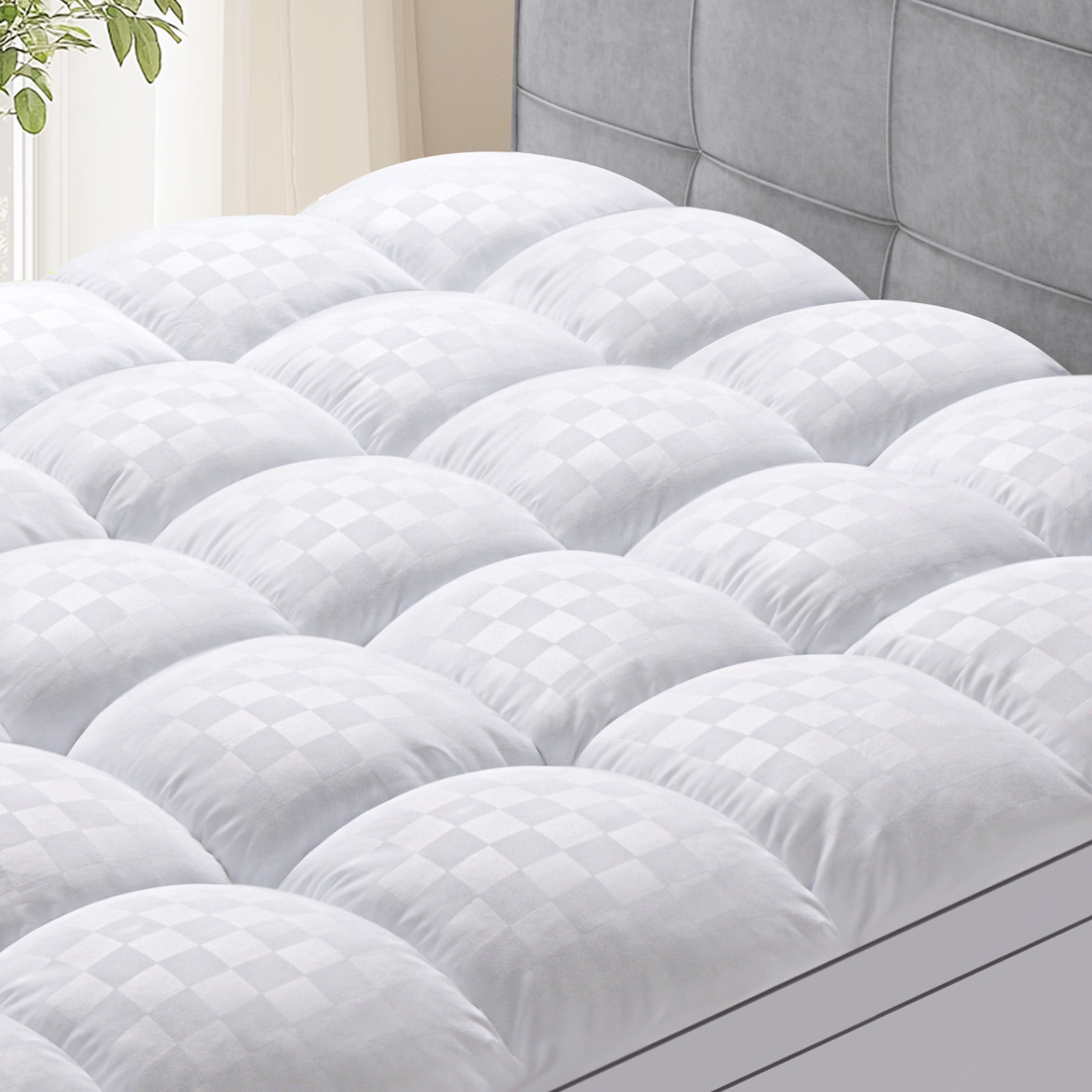 Extra Thick Mattress Pad Cover Fluffy Mattress Cover Quilted Mattress ...