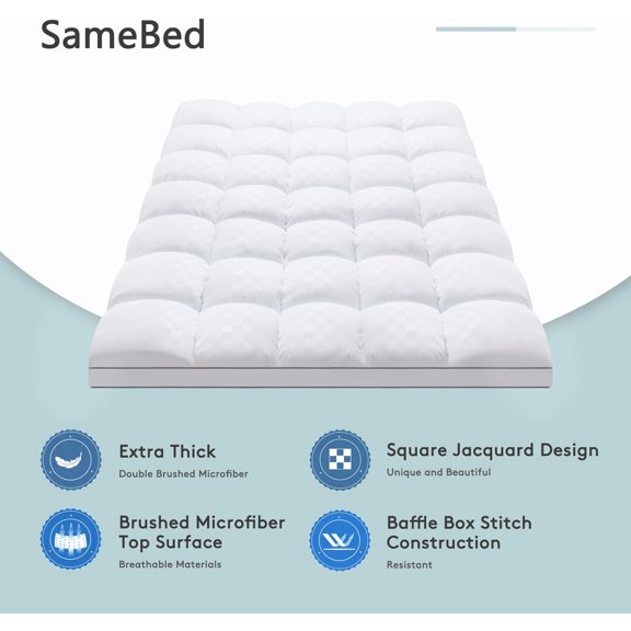 Subrtex 2-inch Down Alternative 300TC Cotton Bed Mattress Topper, King ...
