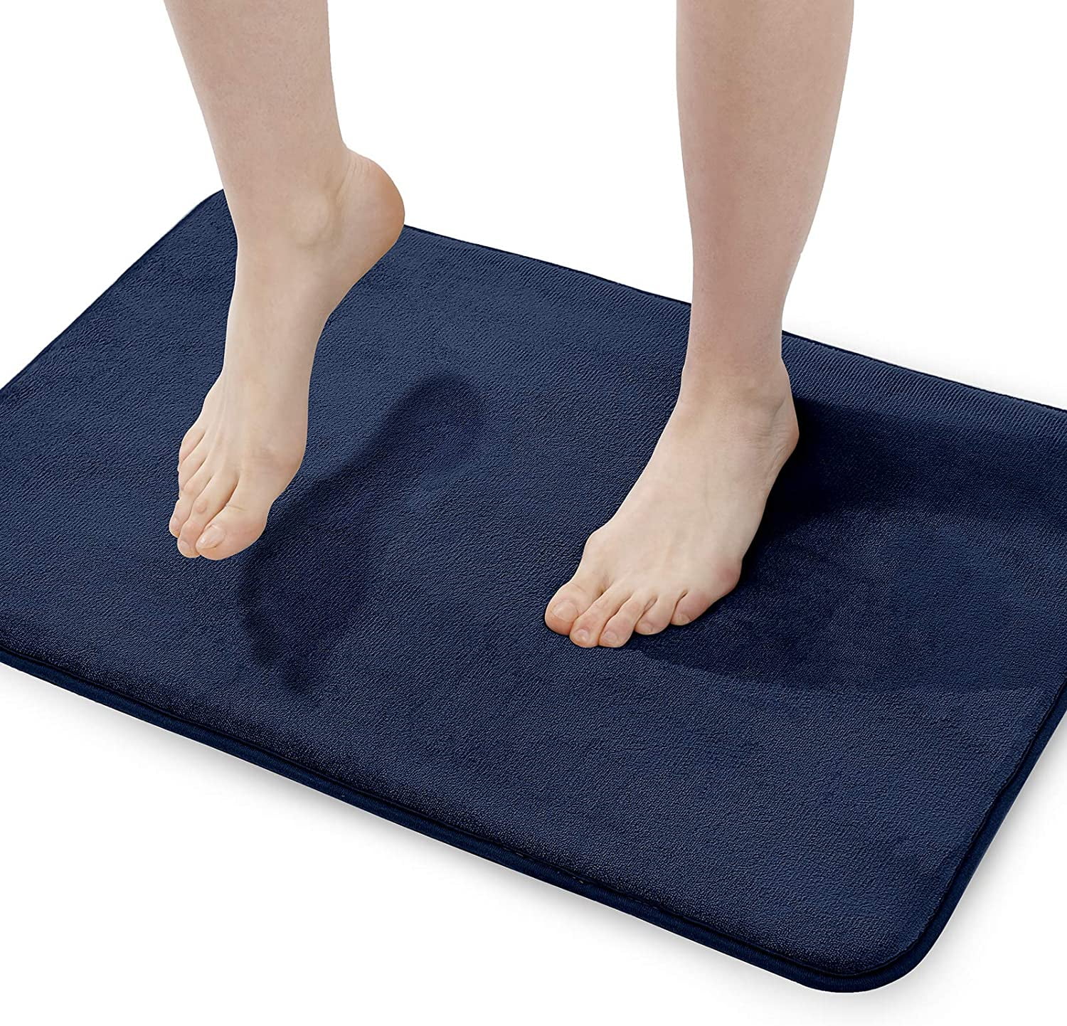 Extra Thick Memory Foam Bath Rug (17 inch X 24 inch, Navy) Non Slip ...