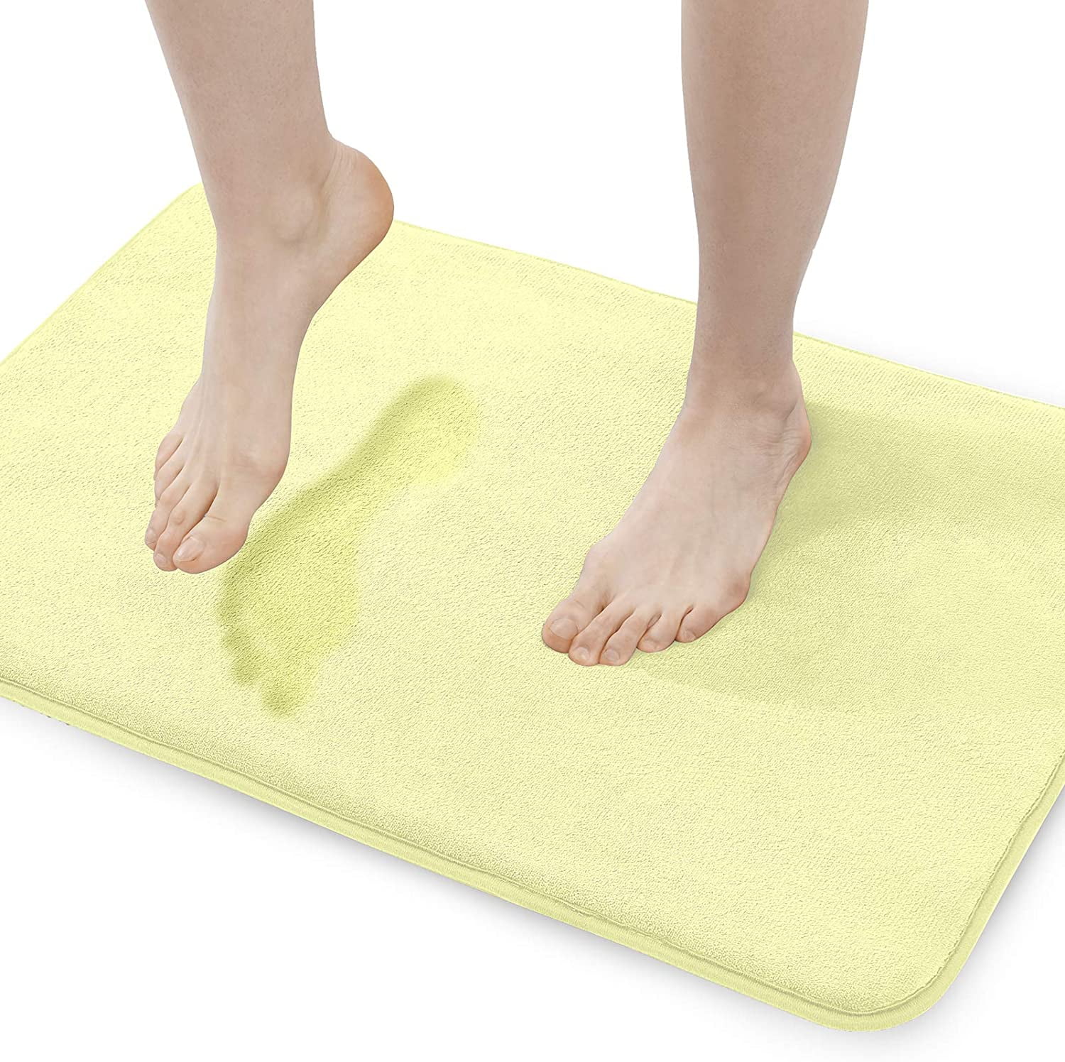 Extra Thick Memory Foam Bath Rug (20x32 Yellow) Nonslip Absorbant Super ...