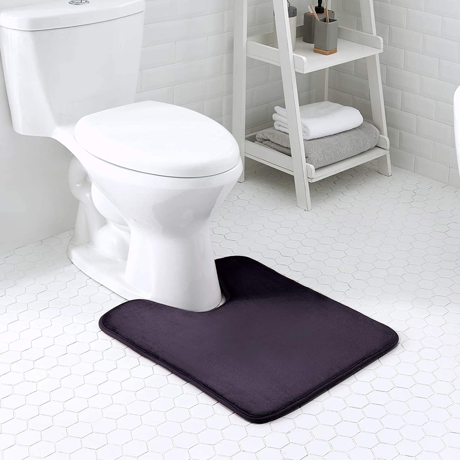 Extra Thick Memory Foam Bathroom Contour Rug (20x24 Dark Purple) Non ...