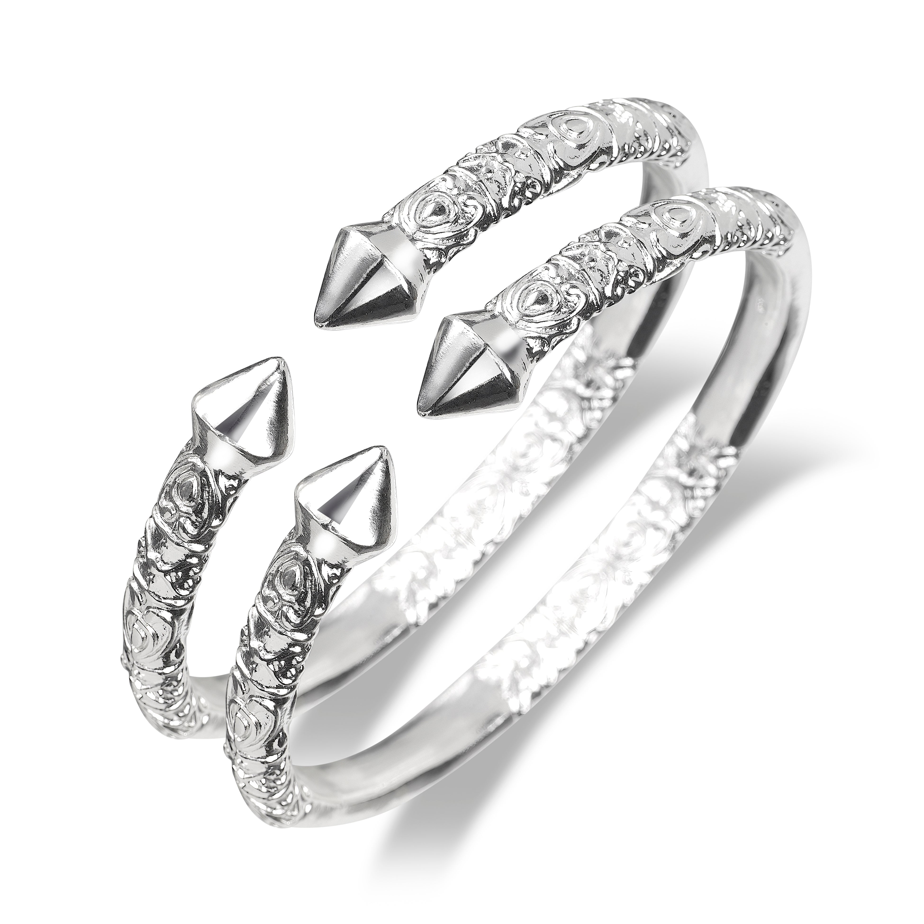 Extra Thick Pyramid 925 Sterling Silver West Indian Bangles, 1 pair ...