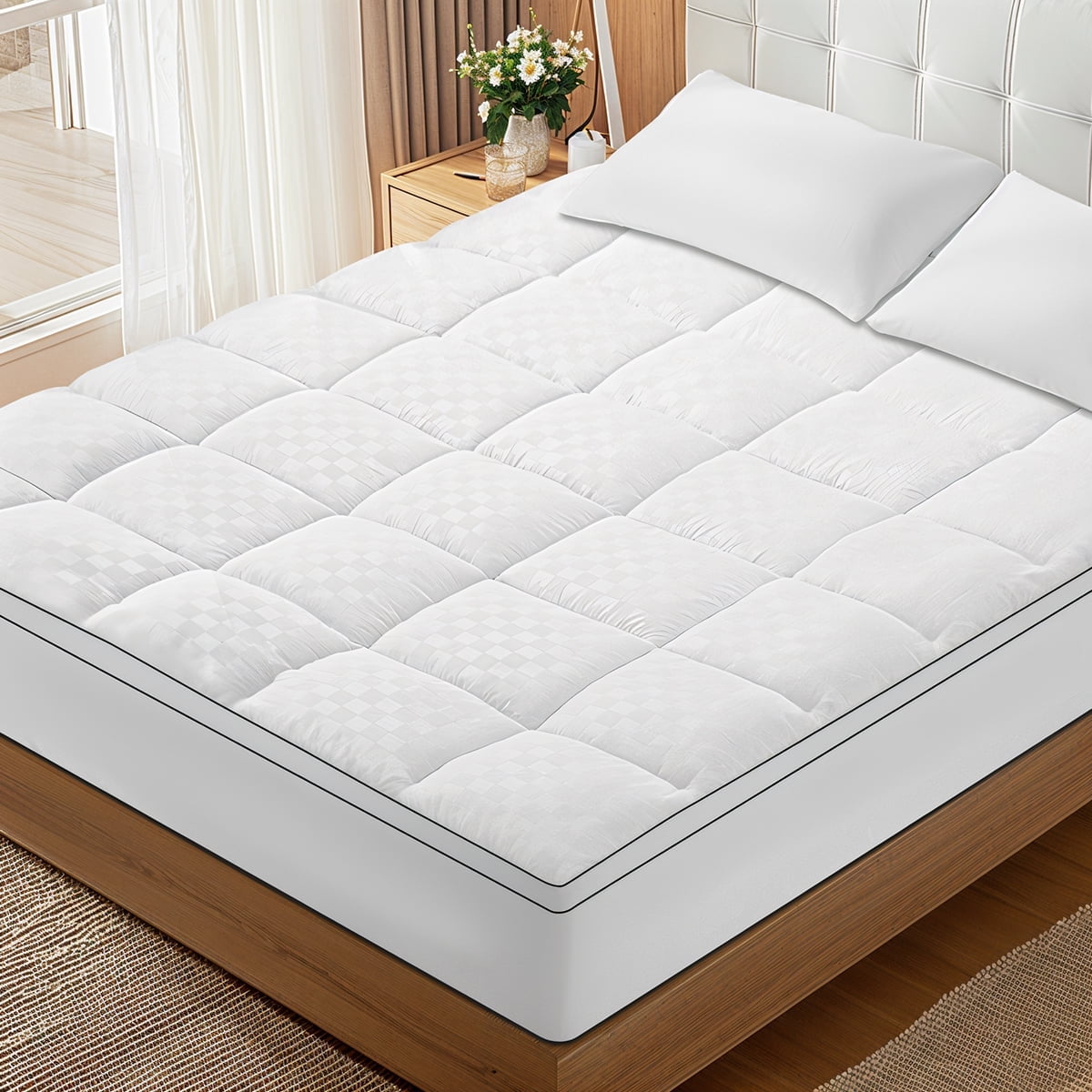 VOUA Queen Size Extra Thick Mattress Topper, Cooling Mattress Cover ...