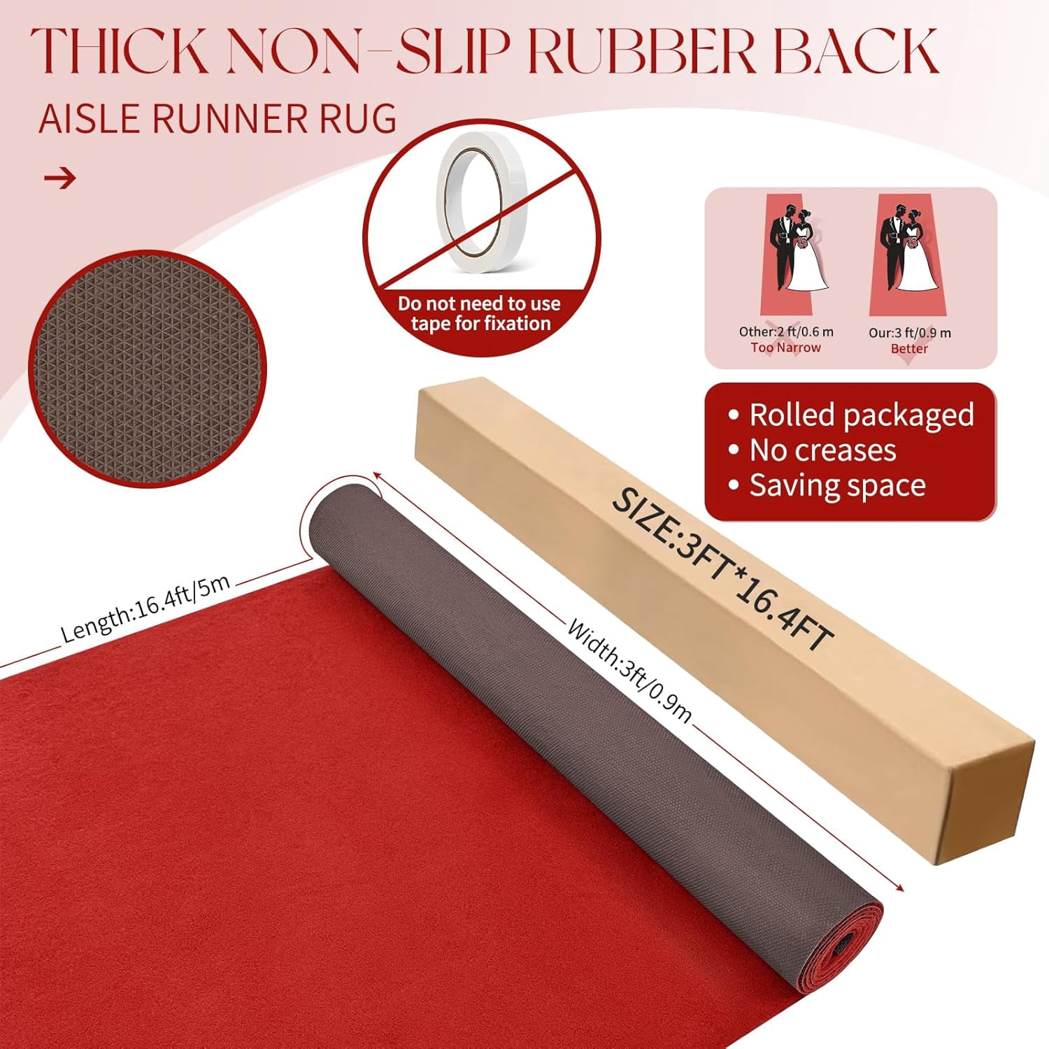 Extra Thick Red Carpet Runner for Party 3x16.4 ft - Walmart.com