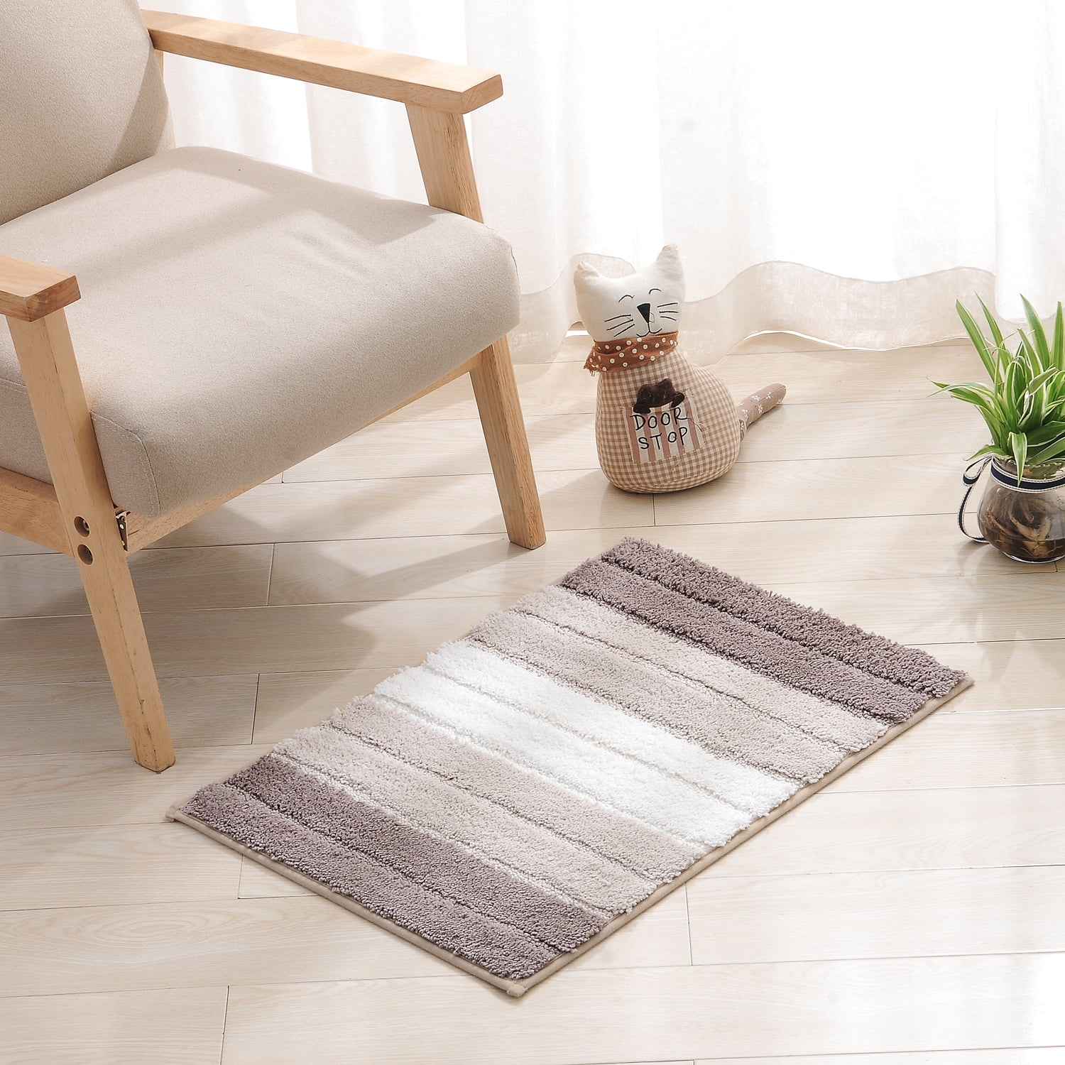 Extra Thick Striped Bath Rugs for Bathroom Entry Indoor Bedroom Kitchen ...