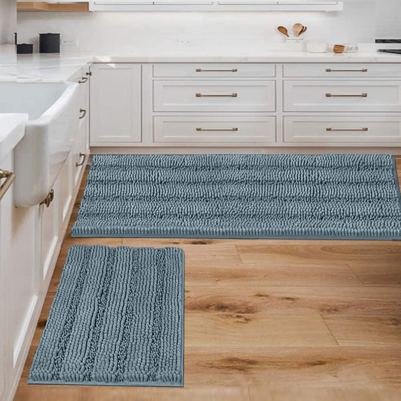 Extra Thick Striped Bath Rugs (Set Of 2) Anti Slip Bath Mats Soft Plush ...