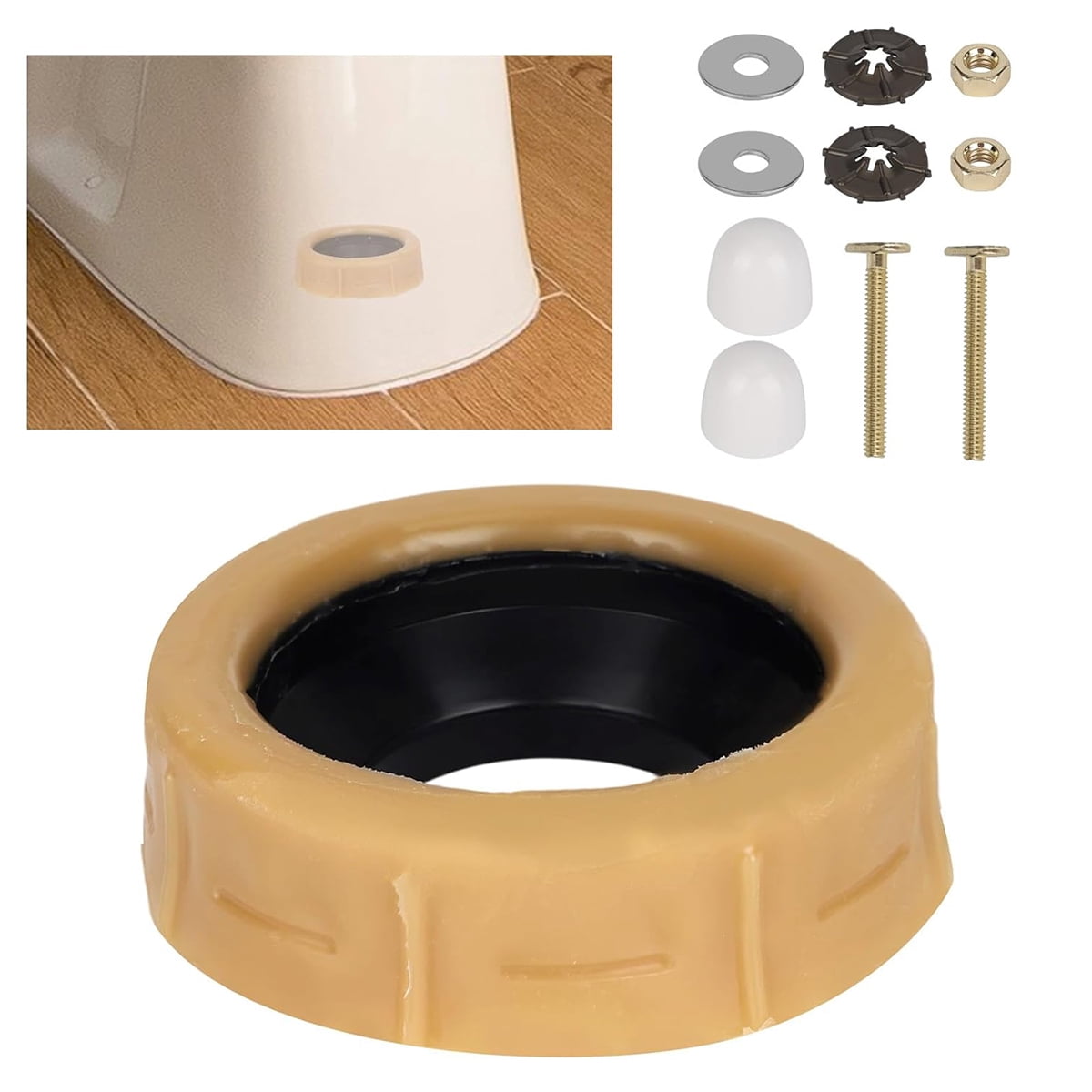 Extra Thick Toilet Wax Ring Replacement Kit with Bolts Washers Nuts ...