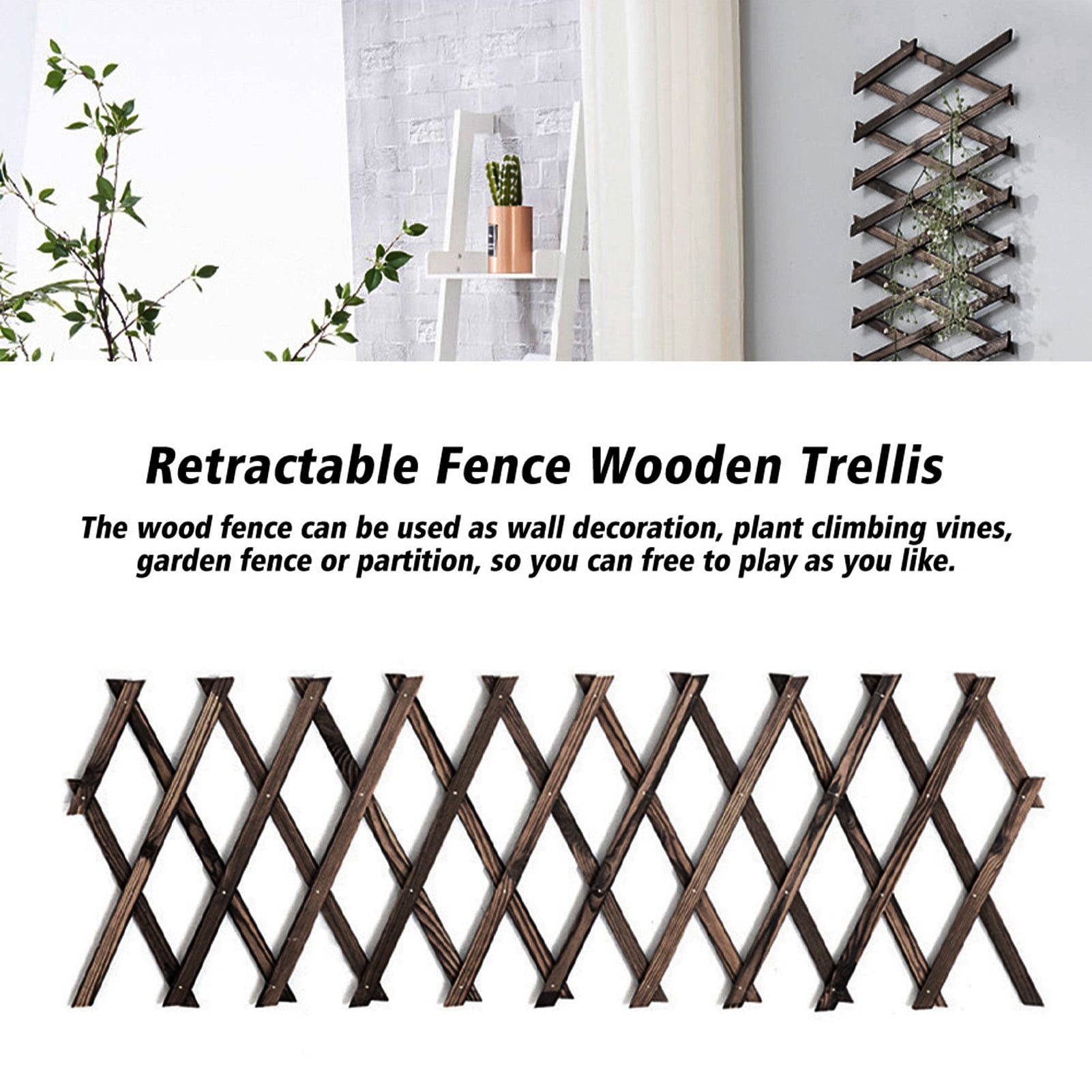 Extra Thick Wood Wall Trellis - Expandable Wall Planter Trellis Panel ...