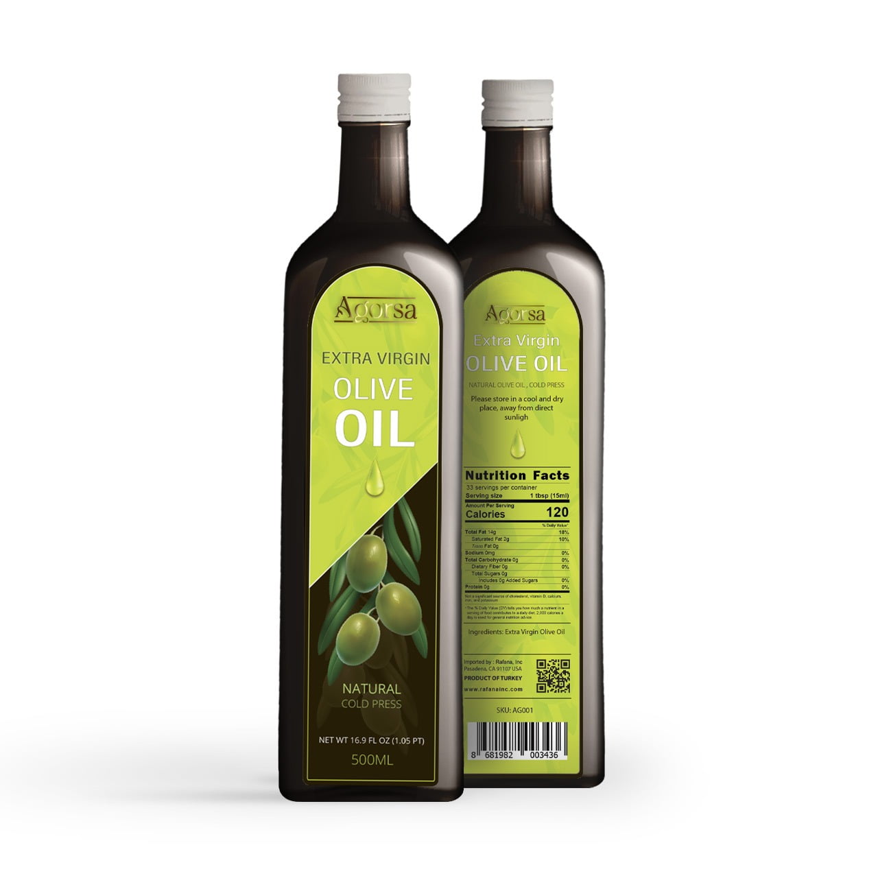Extra Virgin Olive Oil - Cold Press -All Natural (4 Packs @ 16.9fl oz ...