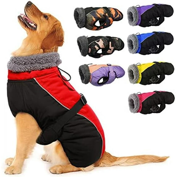 Extra Warm Dog Coat - Reflective Adjustable Jacket With Buckle Fleece ...