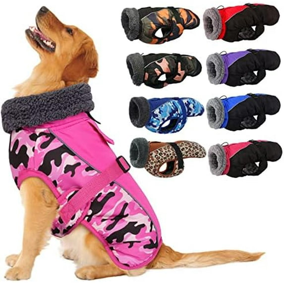 Extra Warm Reflective Adjustable Dog Jacket with Buckle Fleece ...
