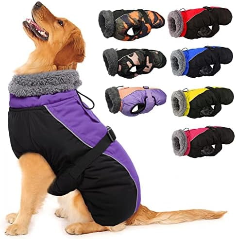 Extra Warm & Reflective Dog Jacket - Fleece Turtleneck Winter Coat ...