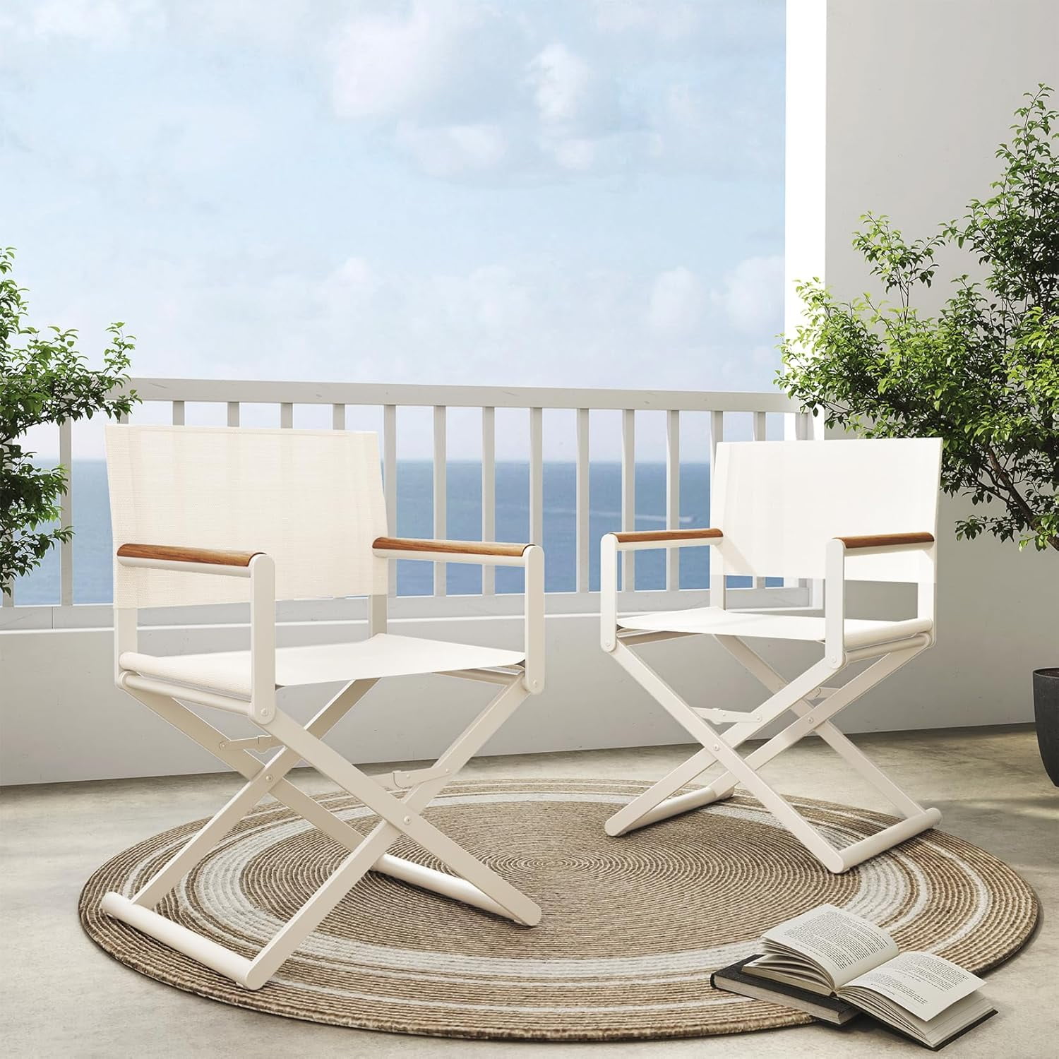 Extra-Wide 2-Pack Directors Chairs, Folding Dining Chair Set of 2 with ...