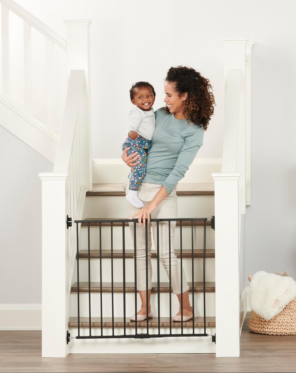 Extra Wide 2-in-1 Stairway and Hallway Walk Through Baby Safety Gate ...