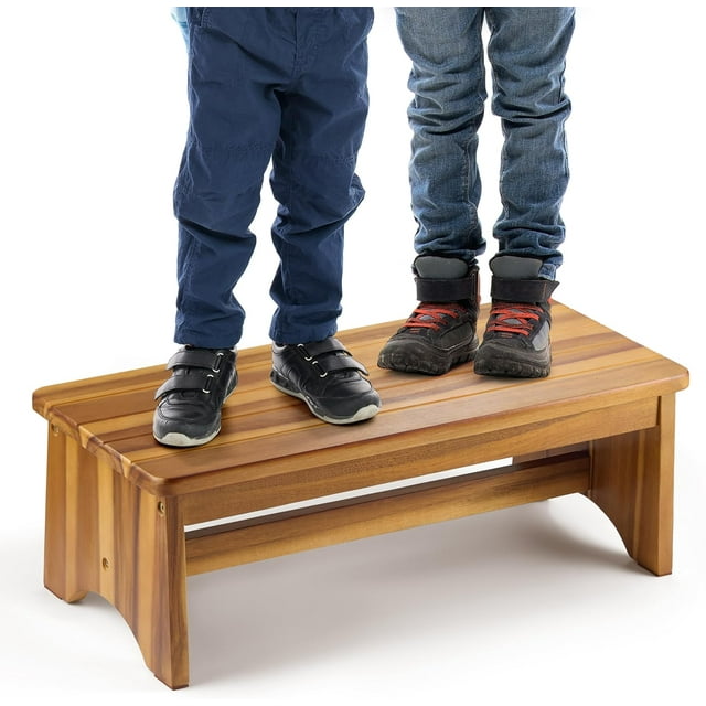 Extra Wide 26in Wooden Step Stool, Heavy Duty One Step Stool for Adults ...