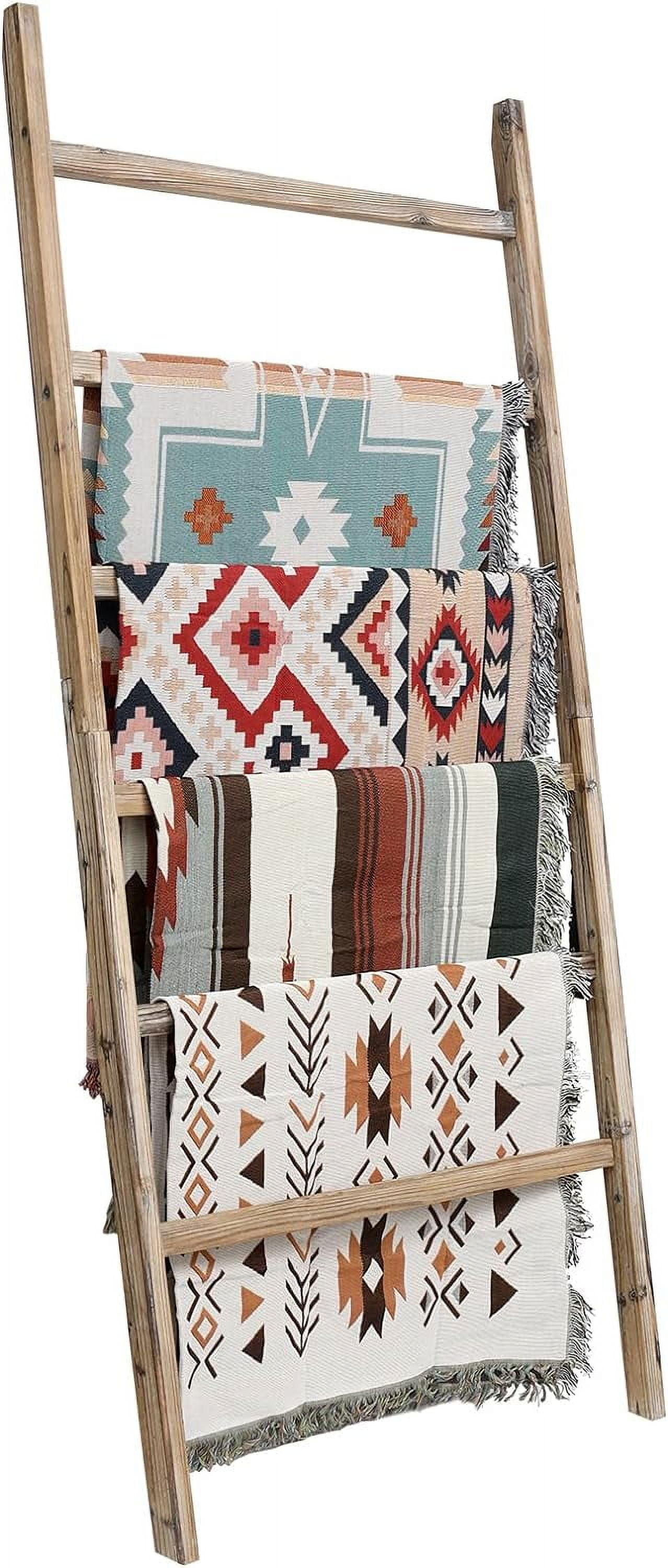 Extra Wide 6.4ft Wooden Blanket Ladder Living Room Decorative Wal ...