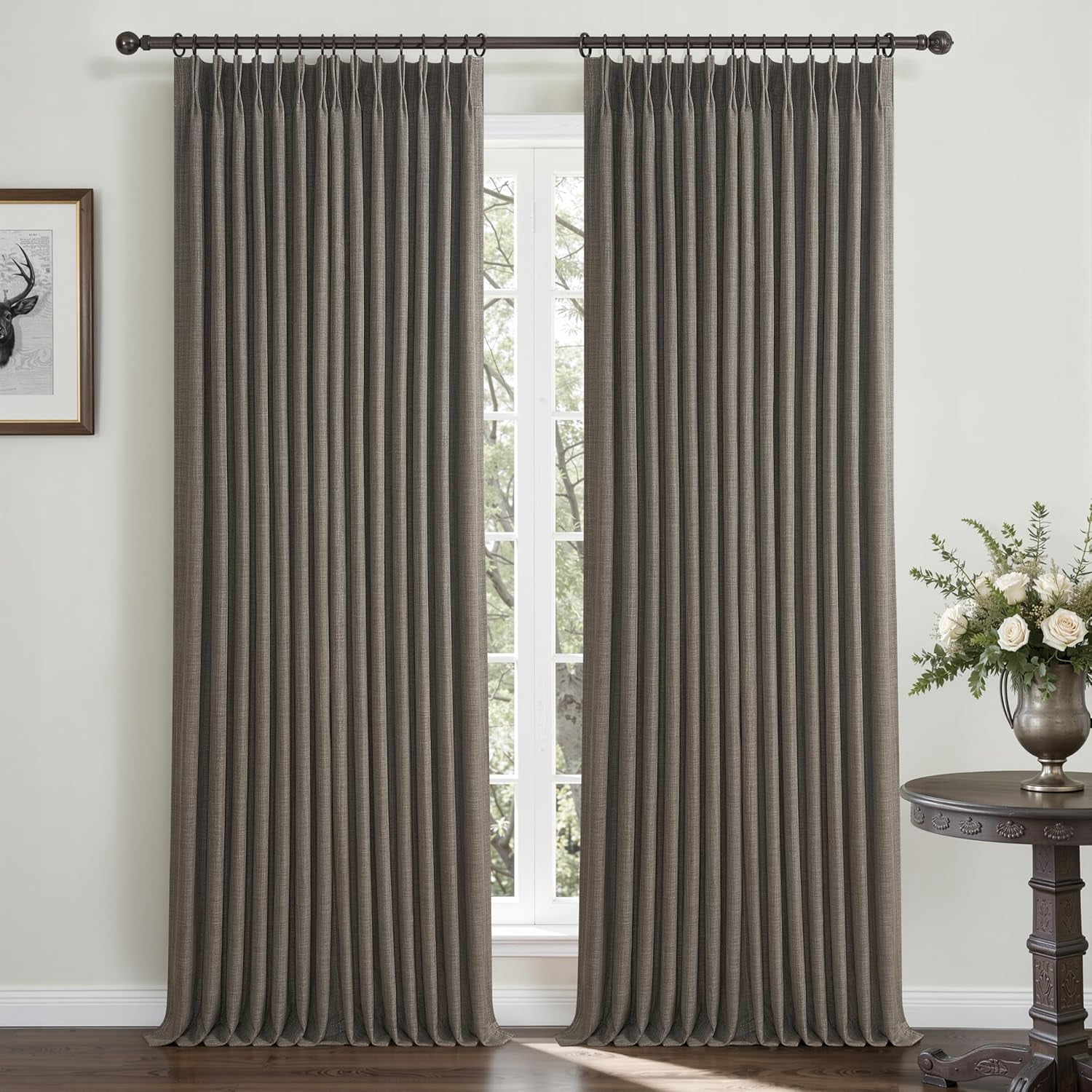 Extra Wide 70 Inch Natural Linen Double Layer Curtains 96 Inches Long ...