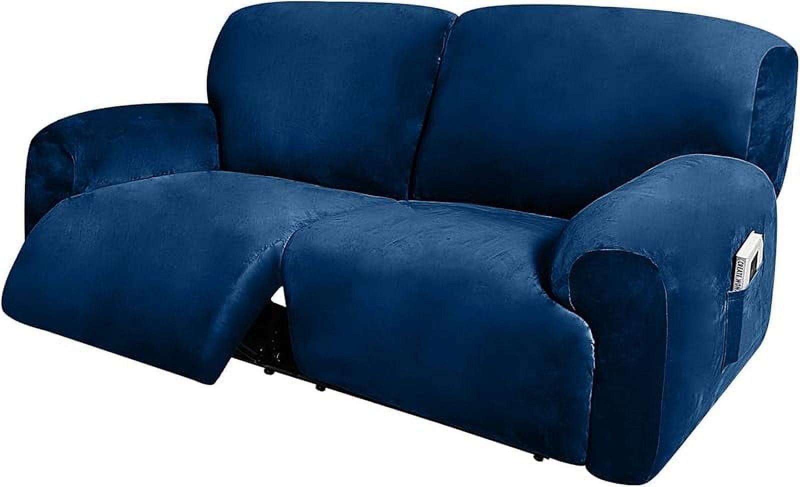 Extra Wide 75-100" 2 Seater Reclining Sofa Slipcover, Velvet Stretch 6 ...