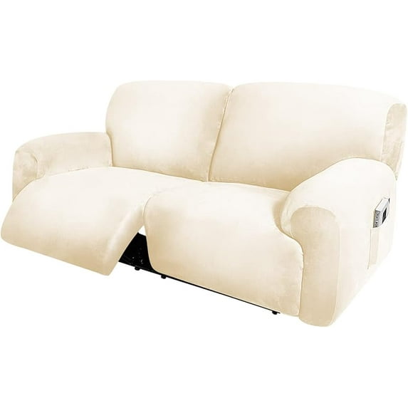 Extra Wide 75-100" 2 Seater Reclining Sofa Slipcover, Velvet Stretch 6 ...
