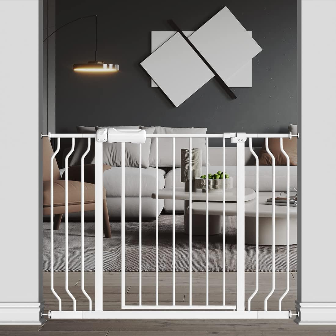 Extra Wide Baby Gate with Door,38.5-43.3 Inch Walk Through Large Long ...