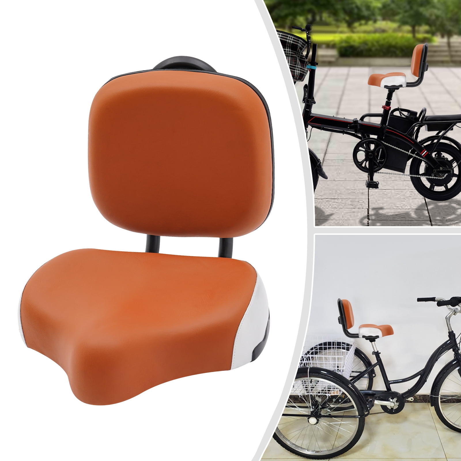 Extra Wide Bicycle Tricycle Saddle Seat with BackSupport Bike Seat W ...