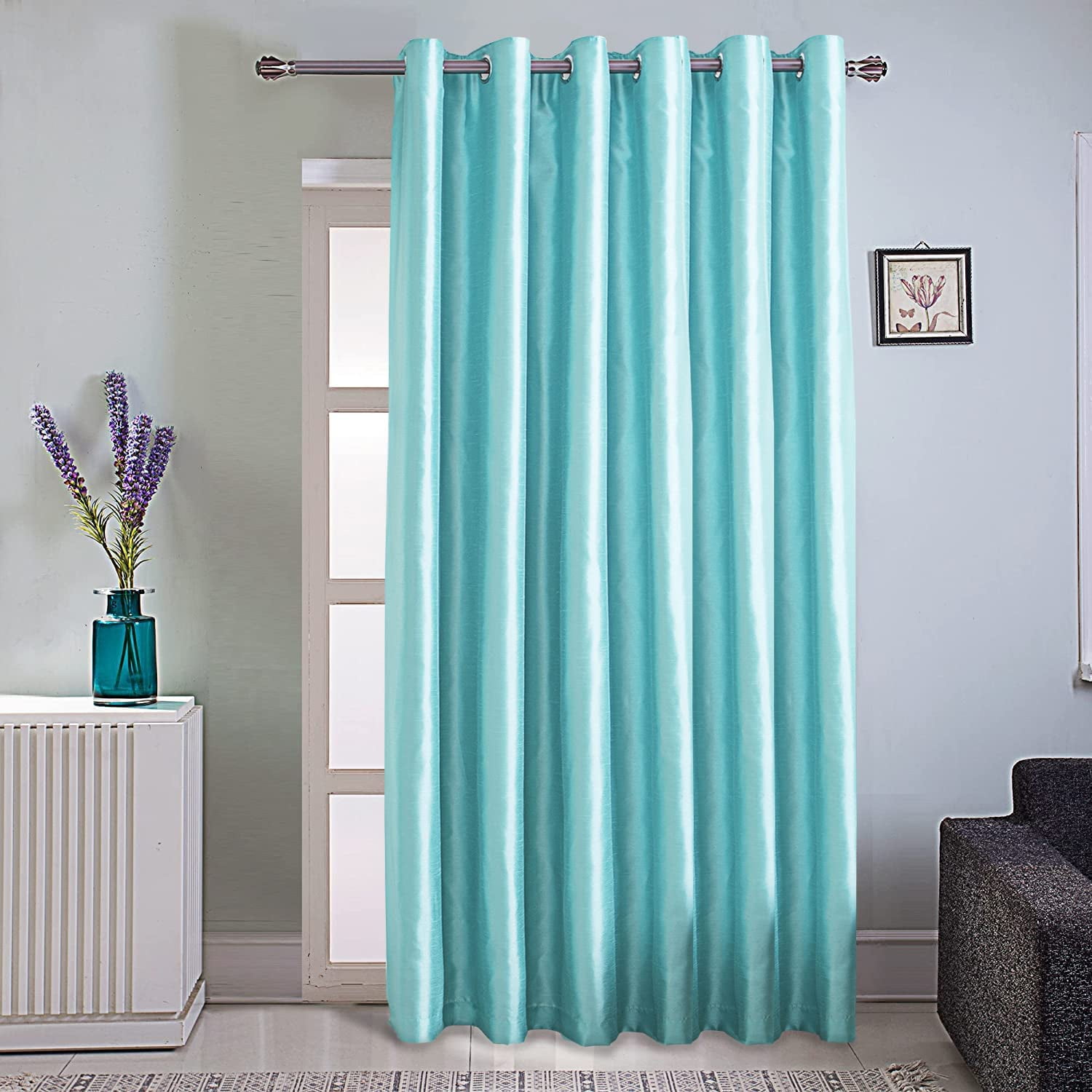 Extra Wide Blackout Curtain for Sliding Glass Door, Faux Silk Blackout ...