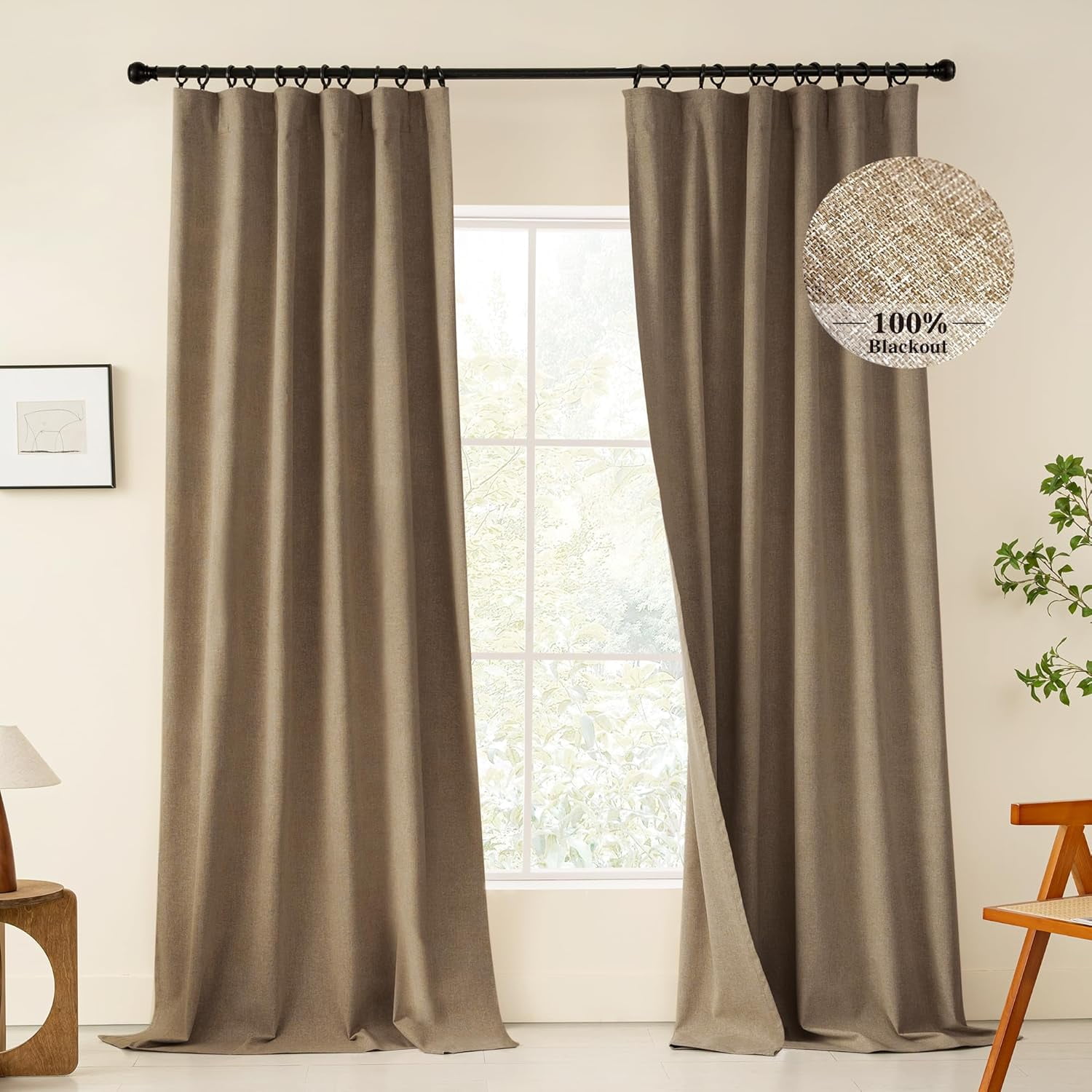 Extra Wide Blackout Curtains for Bedroom 2 Panels, Back tab Rod Pocket ...