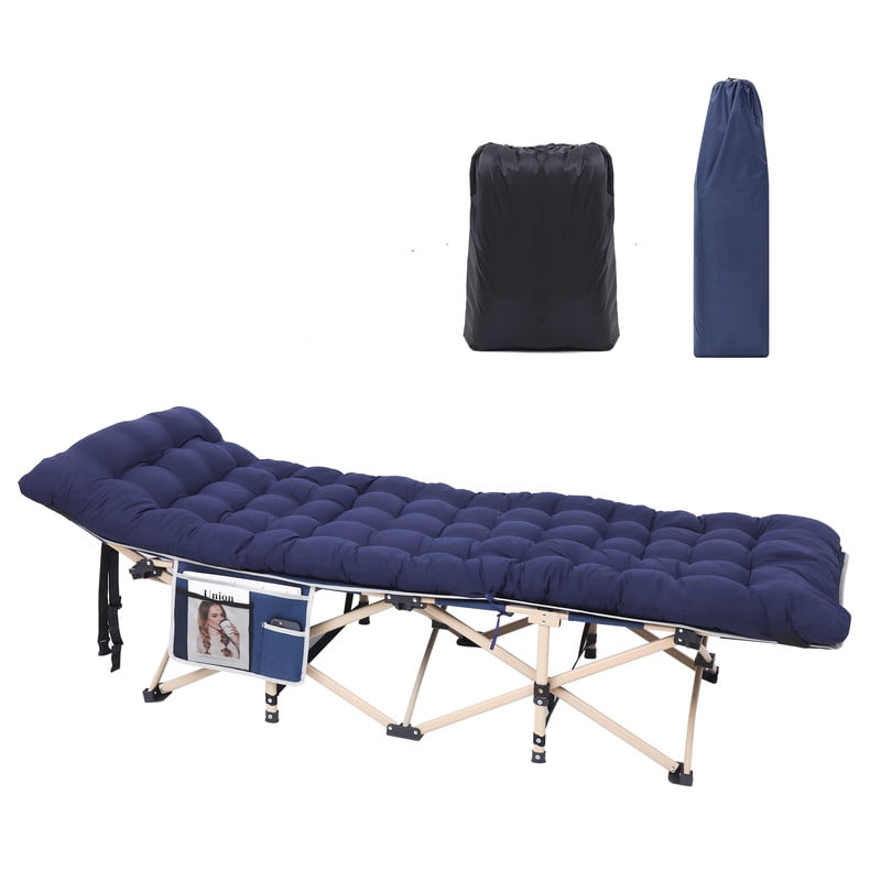 Extra-Wide Camping Cot with Mattress, Foldable Design, Pillow, Storage ...