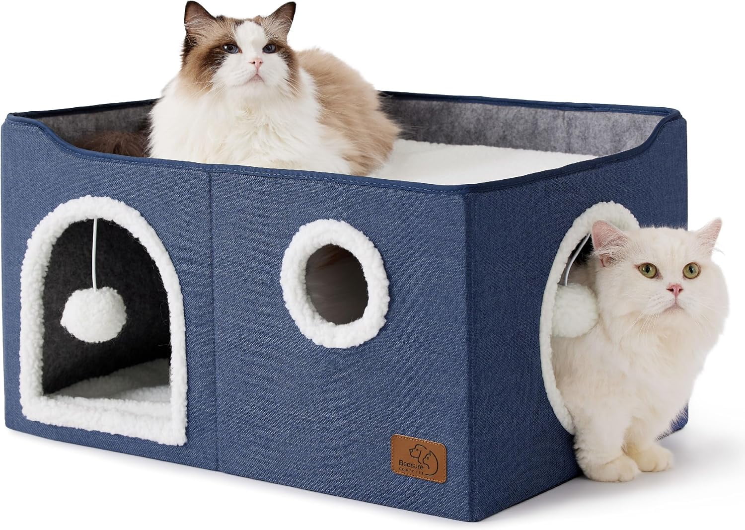 Extra-Wide Cat House for Indoor Cats - Large Cat Cave for Pet Cat House ...