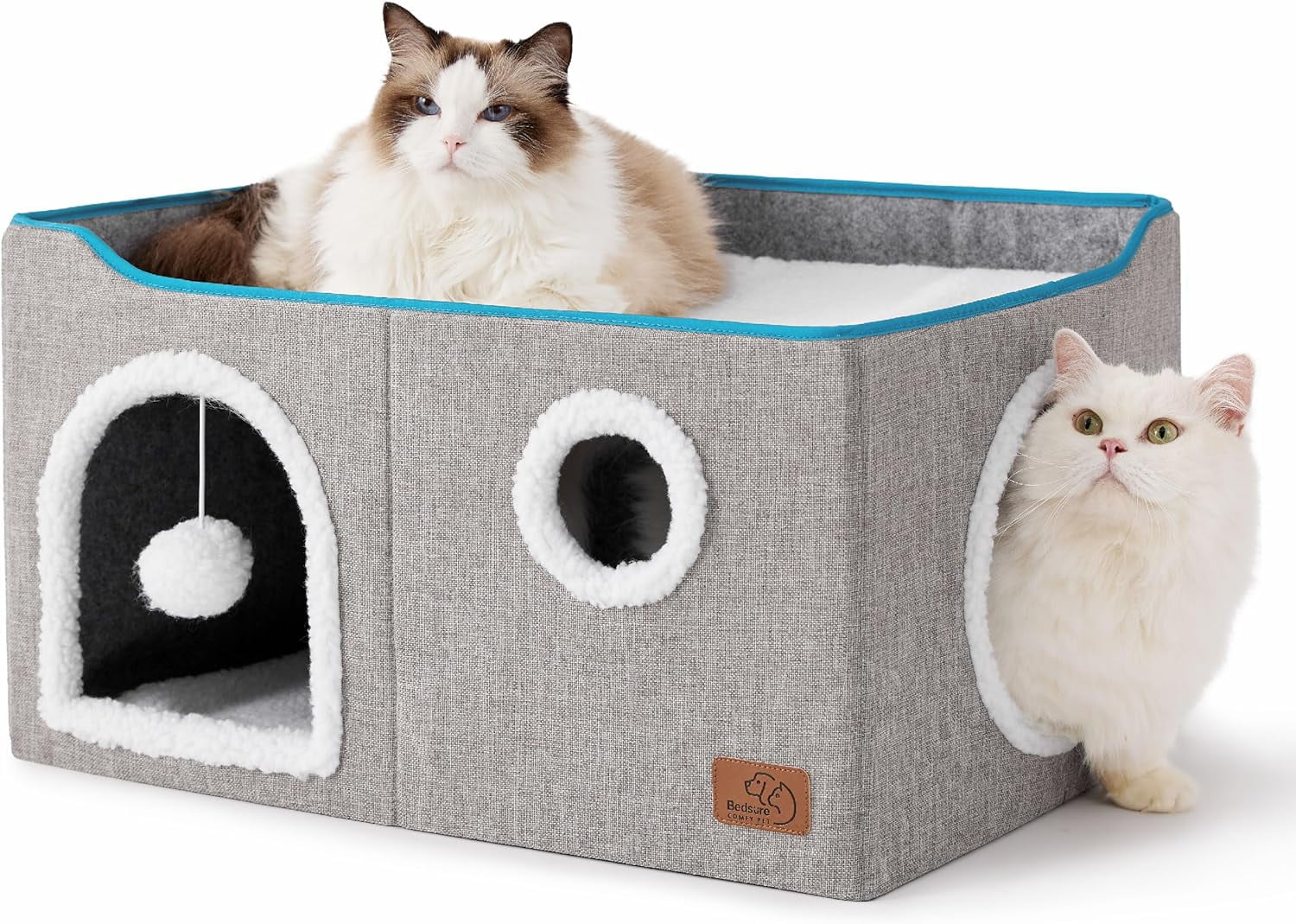 Extra-Wide Cat House for Indoor Cats - Large Cat Cave for Pet Cat House ...