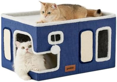 Extra-Wide Cat House for Indoor Cats - Large Cat House for Pet with ...