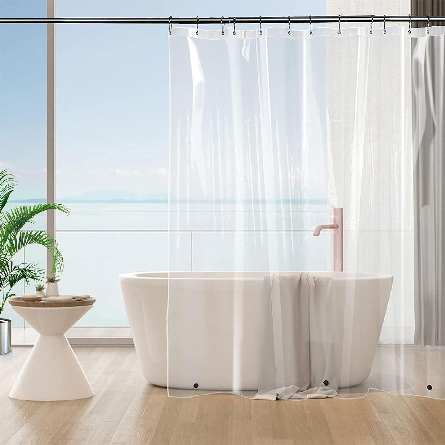 Extra Wide Clear Shower Curtain Liner 96 x 72 inch, PVEA Heavy Duty ...