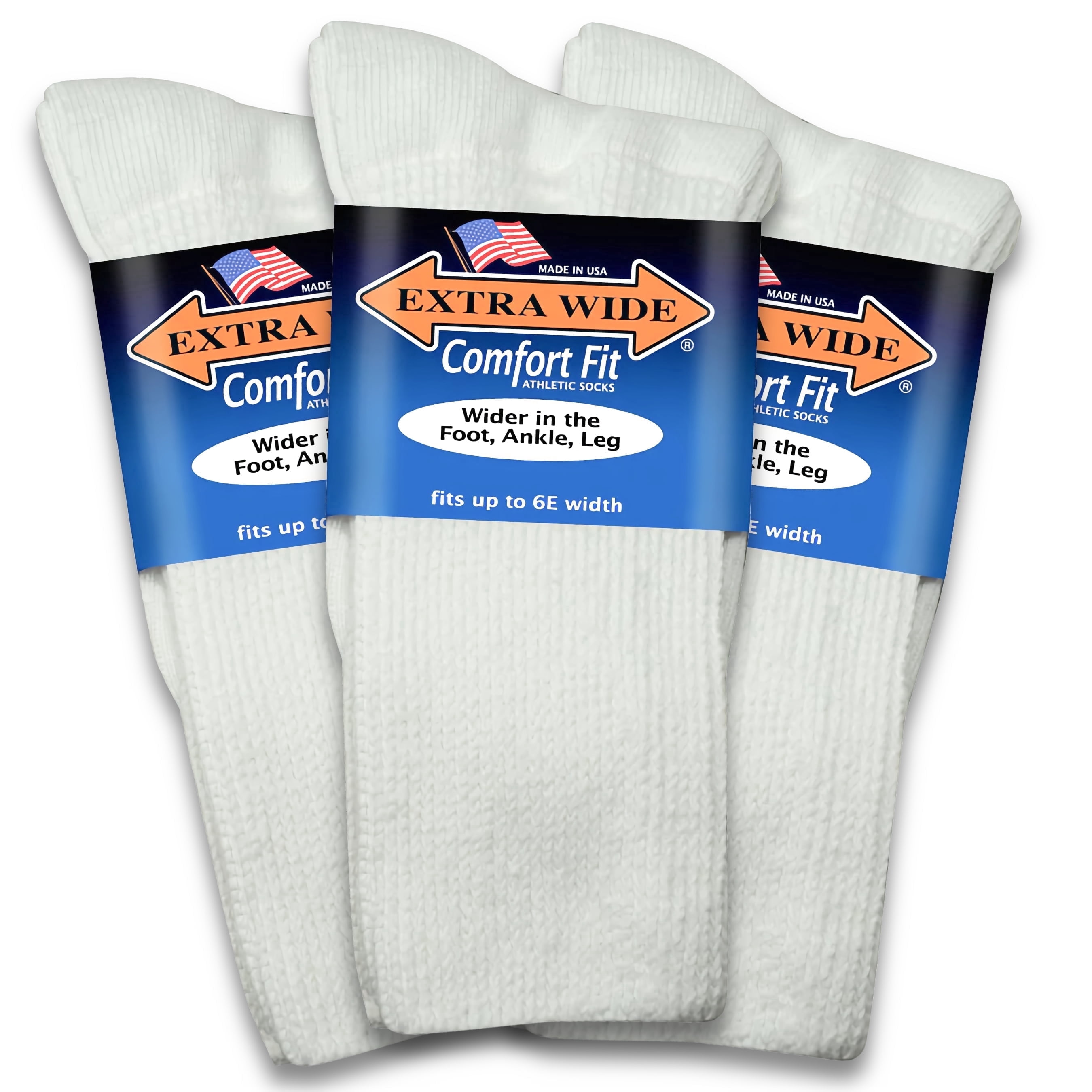 Extra Wide, Athletic Crew Socks, 3 Pairs, Made for Wider Feet & Calves ...