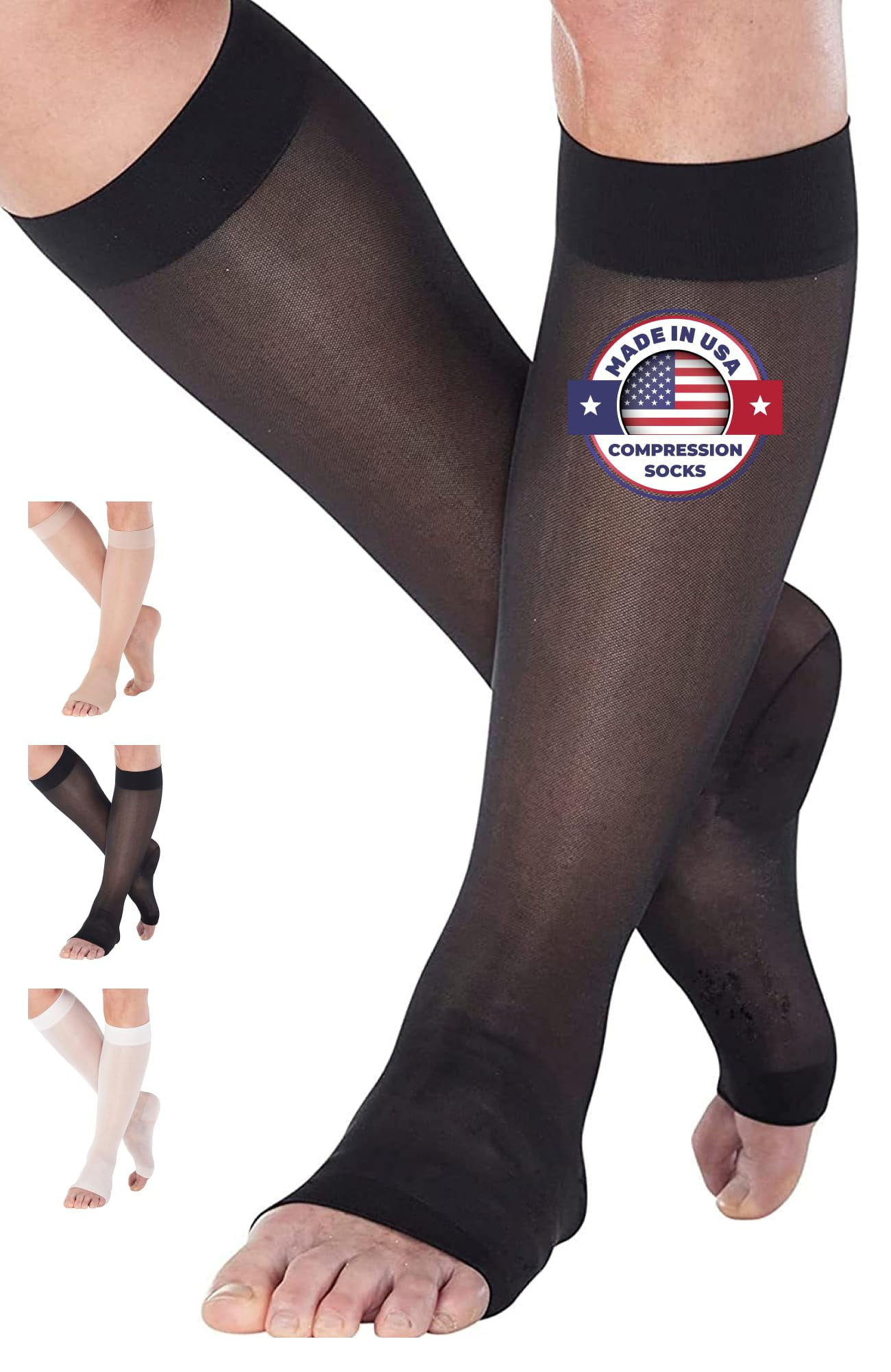 Extra Wide Compression Socks for Women Circulation 15-20mmHg - Black ...
