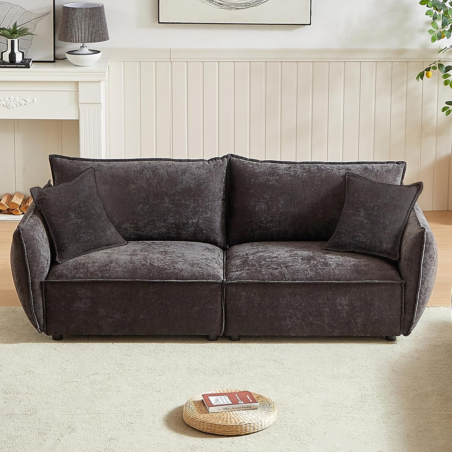 Extra Wide Deep Linen Upholstered Loveseat Cloud Couch, 88" Oversized ...